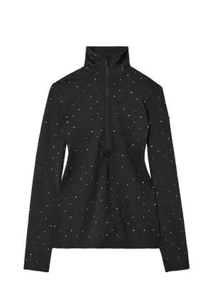 Goldbergh Clair Crystal-embellished Half-zip Top - Black