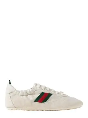 Gucci Webbing And Leather-trimmed Sneakers - Off-white