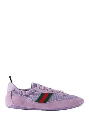 Gucci Shift Webbing And Leather-trimmed Sneakers - Purple