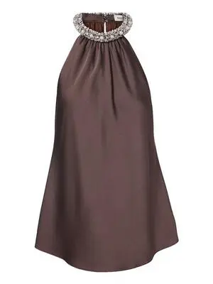 Simkhai Embellished Satin Top - Brown