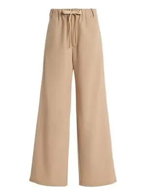 SANDERLAK Drawstring Wool-blend Twill Wide-leg Pants - Neutral