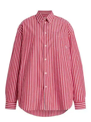 SPORTY & RICH Oversized Striped Button-down Shirt - Red
