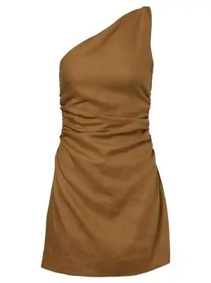 Faithfull The Brand Marga Linen Minidress - Brown