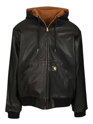 Carhartt Work In Progress Og Active Leather Jacket - Black