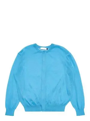 AMOMENTO Sheer Round Cardigan - Blue
