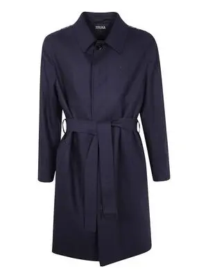 Zegna Belted Coat - Blue