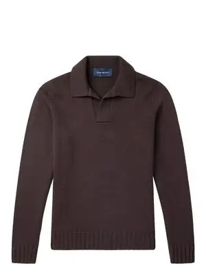 Thom Sweeney Skipper Wool Polo Shirt - Brown