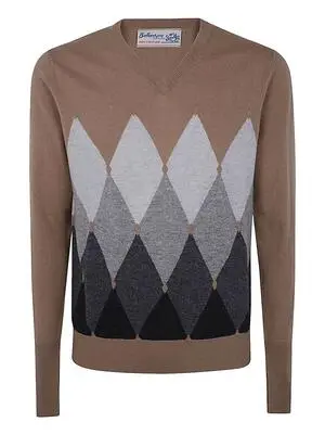 BALLANTYNE Argyle Sweater - Brown