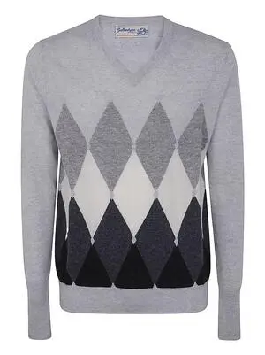 BALLANTYNE Argyle Sweater - Grey 1