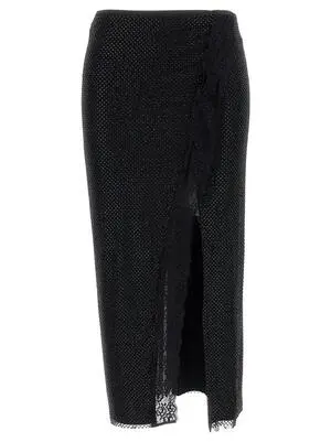 SELF-PORTRAIT Embellished Midi Skirt - Black