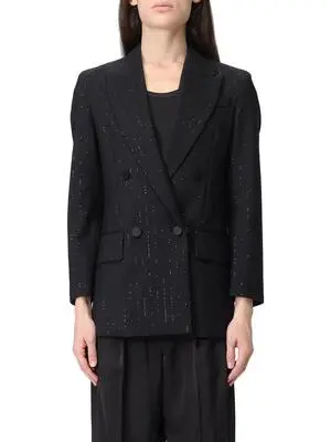 Max Mara Double-breasted Blazer With Metallic Detail - Black