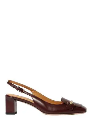 TOD'S Slingback Pumps With Gold Tone Detailing - Brown