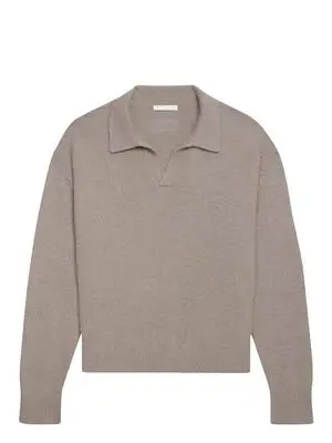 Helmut Lang Relaxed-fit Brushed Wool And Cashmere Johnny Collar Polo Sweater - Fog