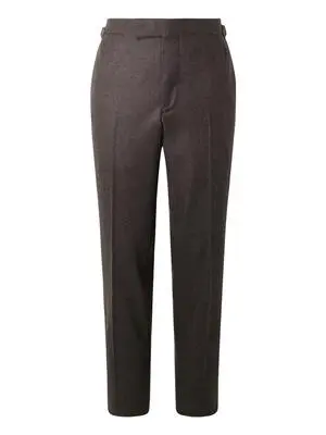 Thom Sweeney Slim-fit Tapered Wool Trousers - Brown
