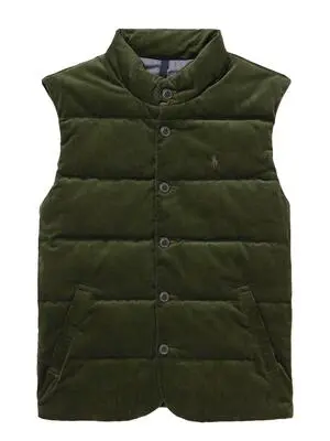 Ralph Lauren Logo-embroidered Quilted Cotton-corduroy Down Gilet - Green