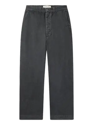 REMI RELIEF Straight-leg Cotton-twill Trousers - Black