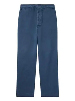 REMI RELIEF Cotton-twill Straight-leg Trousers - Blue