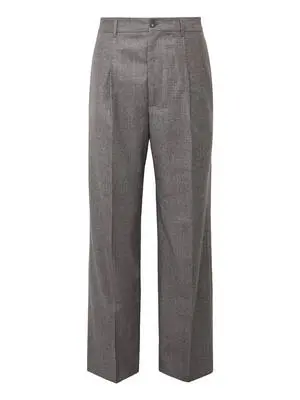 FRAME Wide-leg Pleated Virgin Wool-flannel Suit Trousers - Gray