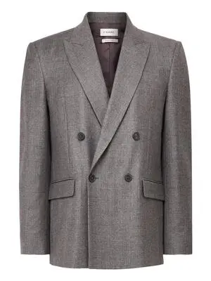 FRAME Double-breasted Virgin Wool-flannel Suit Jacket - Gray
