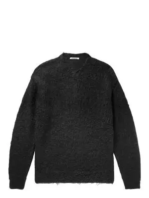 Auralee Brushed Mohair And Wool-blend Sweater - Black