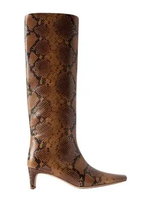 Staud Wally Snake-effect Leather Knee Boots - Animal Print
