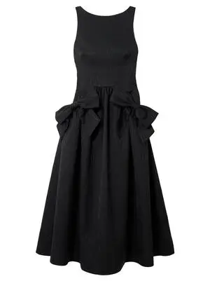 Rebecca Vallance Narcissa Bow-embellished Moire Midi Dress - Black