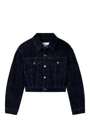 AGOLDE AGOLDE Radley Cropped Cotton-Blend Velvet Trucker Jacket Navy