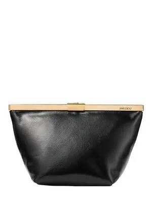 JIMMY CHOO Leather Clutch With Chain Strap - Black/gold