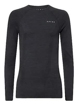 Falke Tech Long-sleeve Stretch-wool Blend Top - Black
