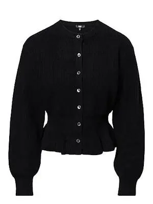 Paige Roslin Ribbed Wool-blend Cardigan - Black