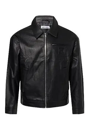 BELIER Logo-patch Faux-leather Jacket - Black