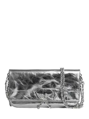 Zadig&Voltaire Leather Clutch With Chain Strap - Gun