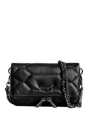 Zadig&Voltaire Rock Nano Quilted Leather Clutch - Black
