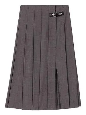 Maje High-rise Pleated Midi Skirt - Grey