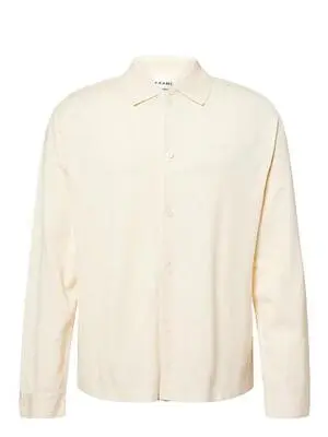 FRAME Relaxed-fit Long-sleeves Cotton-piqué Polo Shirt - Cream