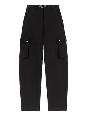 Maje Patch-pocket Stretch Wool-blend Cargo Trousers - Black