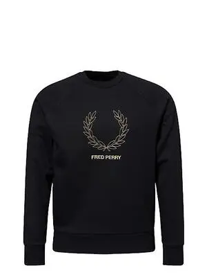 Fred Perry Outline Raglan-sleeves Woven Sweatshirt - Black