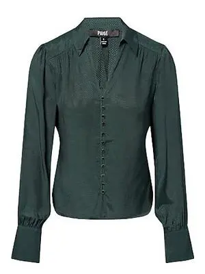 Paige Woven Button-down Shirt - Deep Emerald