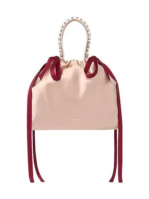 JIMMY CHOO Drawstring Mini Top Handle Shoulder Bag - Macaron/ruby Red/sil