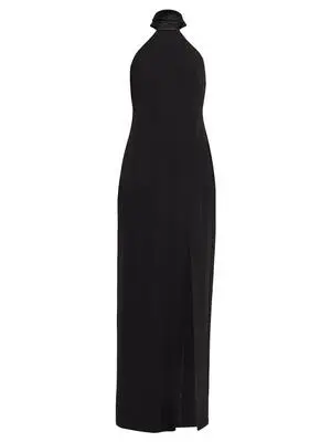Aidan Mattox Draped Bonded Crepe Column Gown - Black