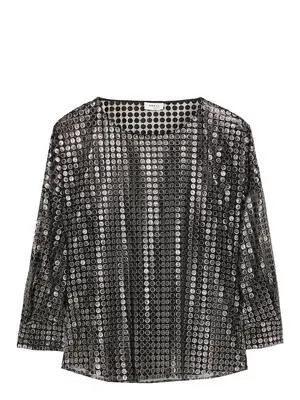 Akris Metallic Dot Long-Sleeve Blouse Brushed St