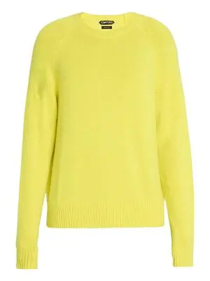 TOM FORD Felted Cashmere Crewneck Sweater - Yellow