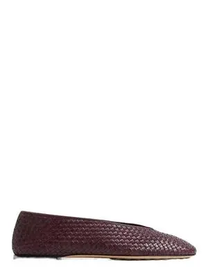 Bottega Veneta Merino Shearling Ballerinas - Deep Mahogany