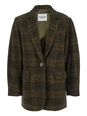 Isabel Marant Gesina Checked Wool Jacket - Green
