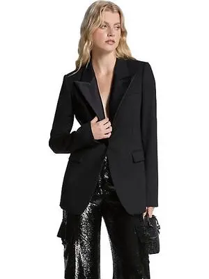 Michael Kors Twill Tuxedo Blazer - Black