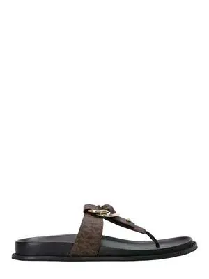 Michael Kors Monogram Flat Sandals - Black