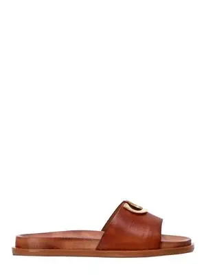 KOTRIS SANDALS Leather Flat Sandals - Brown