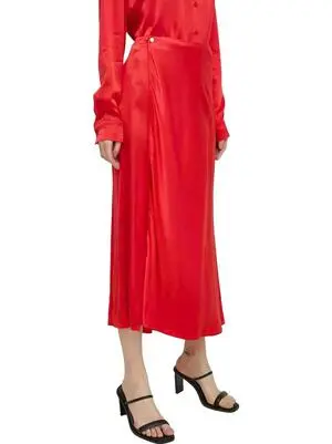 SAMSOE SAMSOE Asymmetrical Hem Wrap Skirt - Red