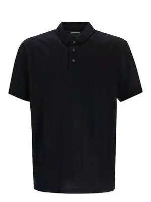 Emporio Armani Ribbed Cotton Polo Shirt - Black