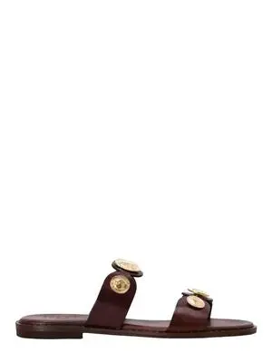 KOTRIS SANDALS Coin-embellished Leather Sandals - Brown